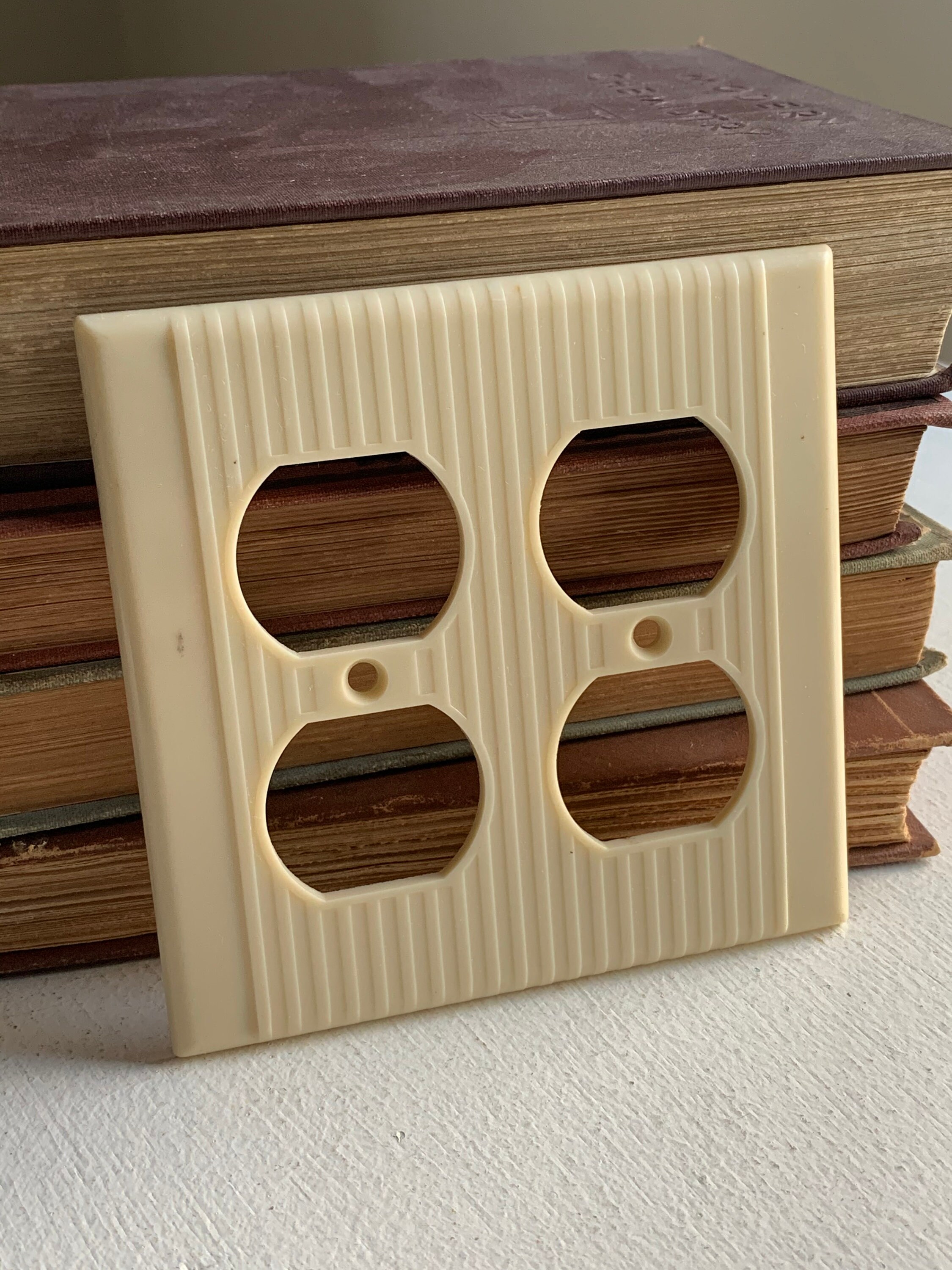 Vintage Bakelite Outlet Plate Covers / Ivory Cream Art Deco Double ...
