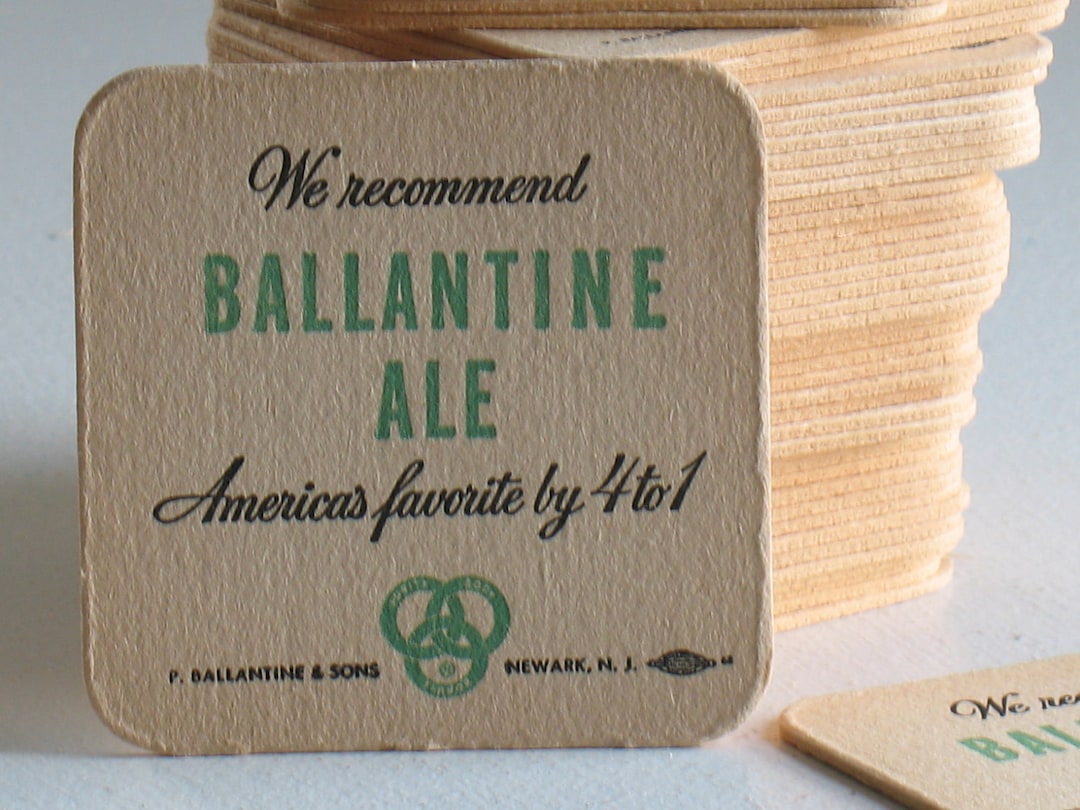 Vintage Ballantine Ale Coasters Set of Five / NOS Retro Beer Coasters ...