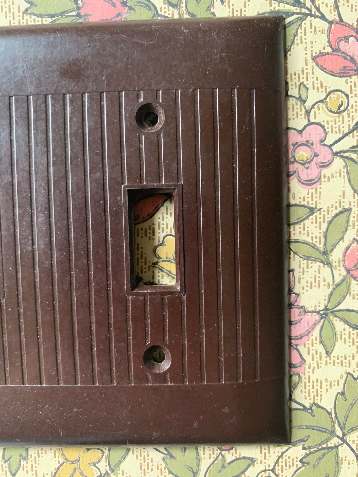 Vintage Bakelite Switch Plate Covers / Bullnose Ribbed Brown Art Deco ...
