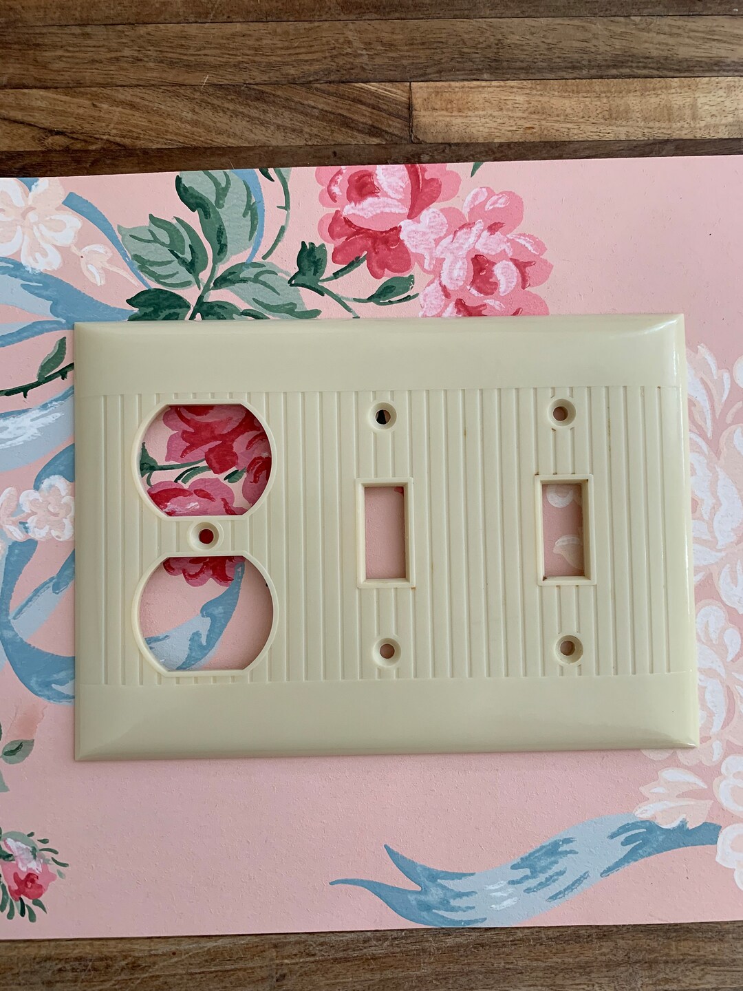 Vintage Switch Plate Outlet Combination Covers / Two Toggle One Duplex ...