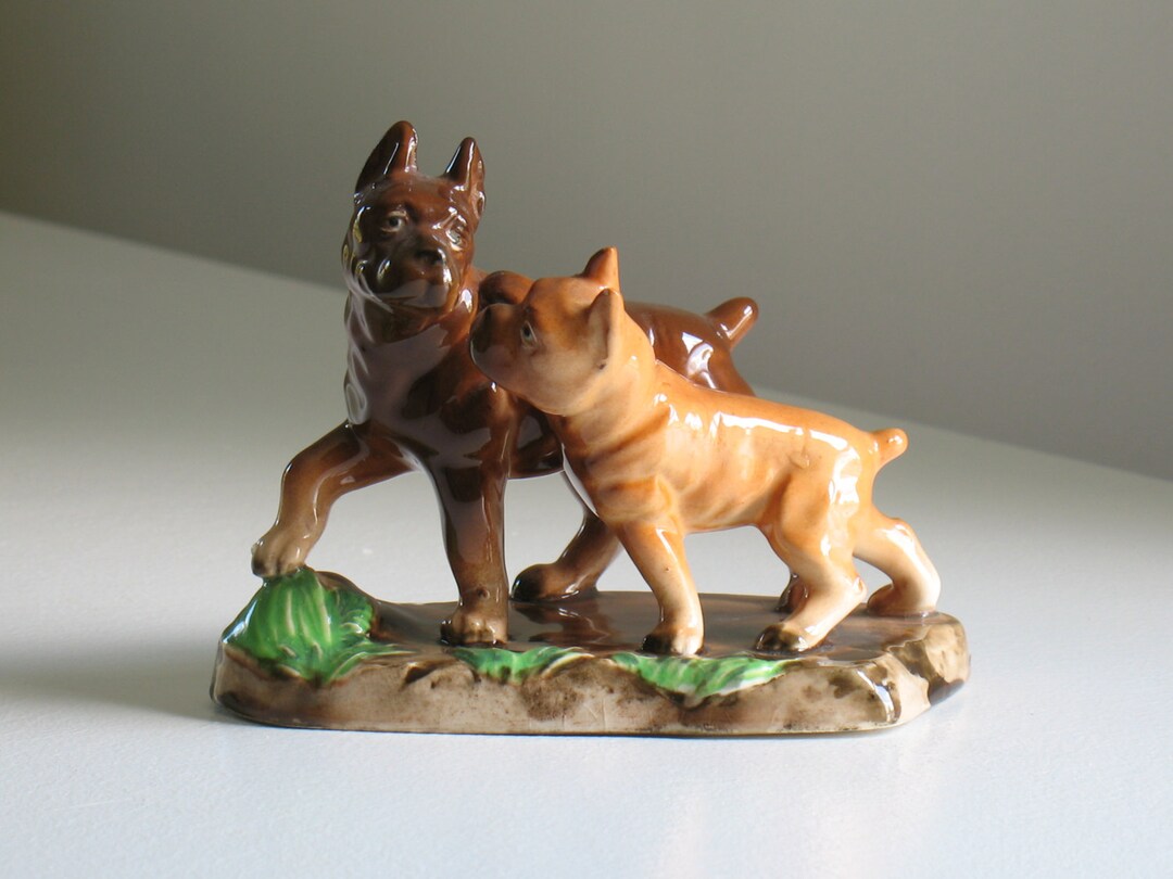 Vintage Ceramic Boxer Dogs Figurine / Boxers/ Japan Nippon Dogs / Dog ...
