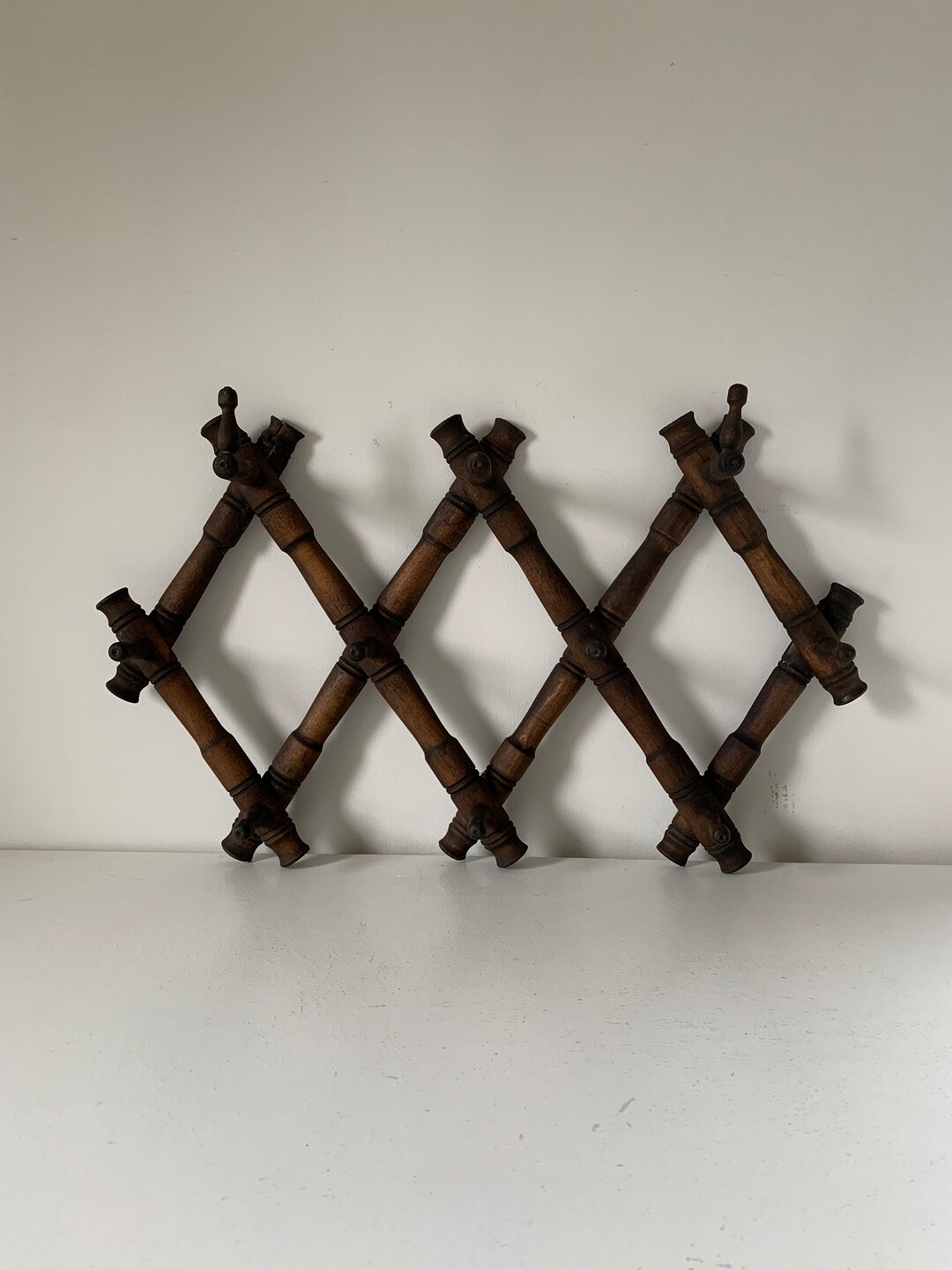 Vintage Large Accordion Rack / Wooden Peg Rack / Wall Storage and ...