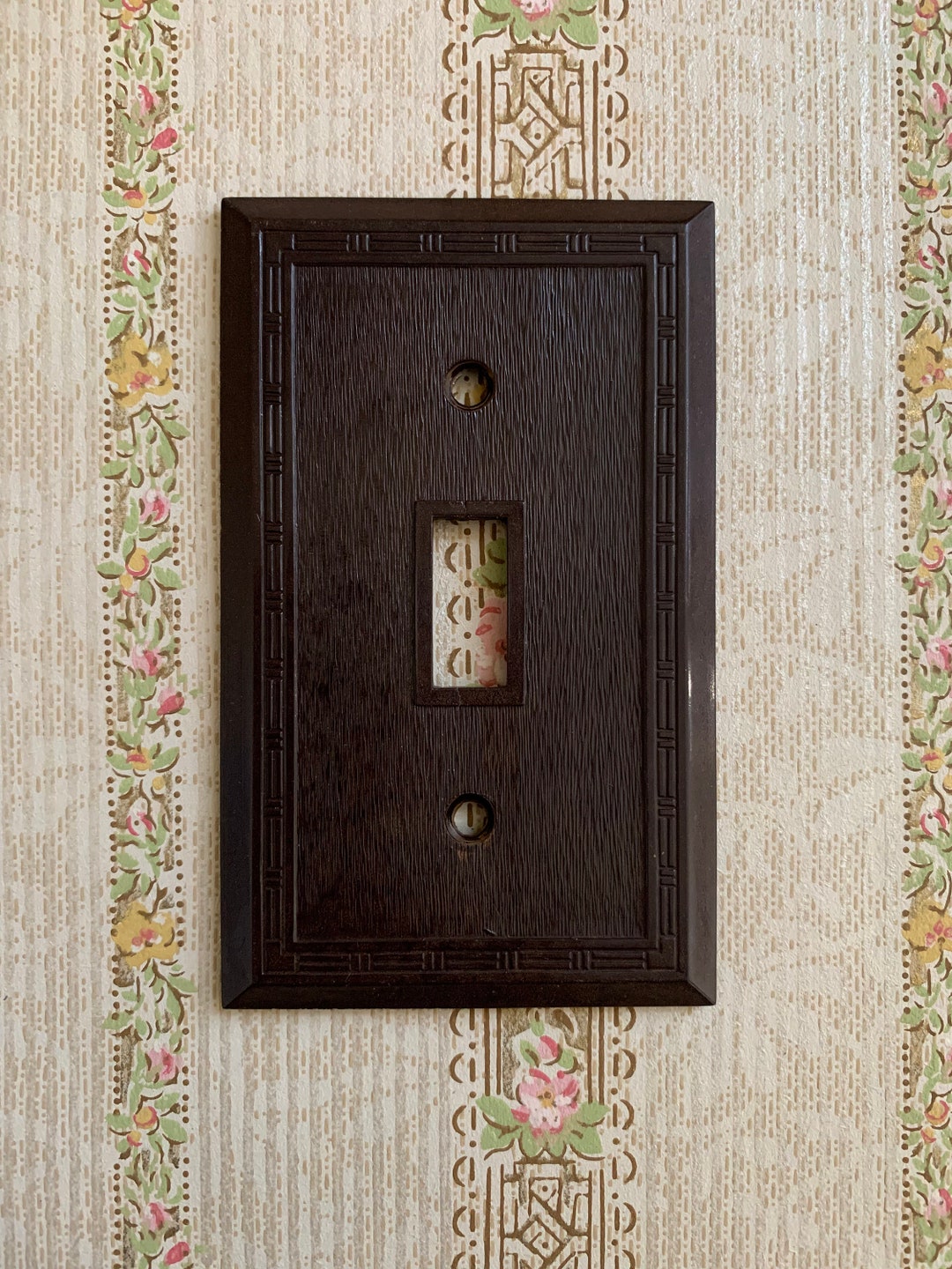 Vintage Brown Switch Plate Covers / Bakelite Art Deco Single Light ...