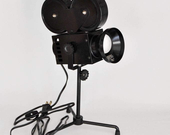 Vintage Black Movie Projector Style Table Lamp - Etsy