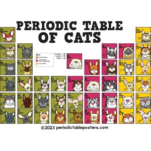 Periodic Table of Cats Poster - Etsy