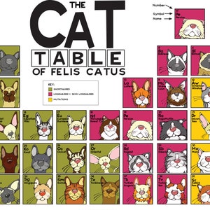 Periodic Table of Cats Poster - Etsy