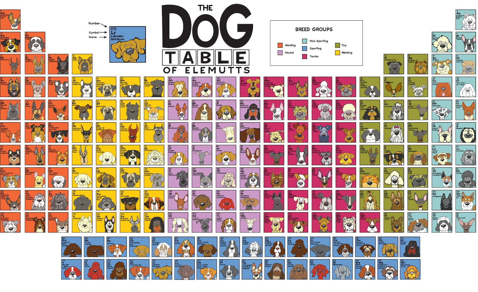 Periodic Table of Dogs Poster - Etsy