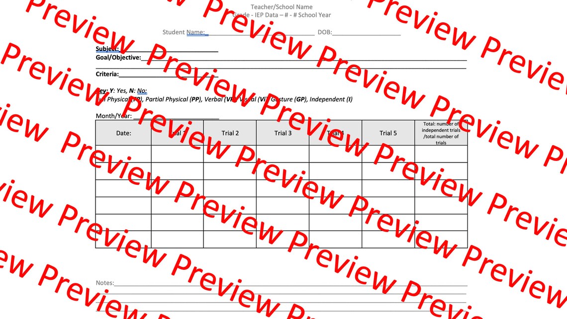 Special Education IEP Data Sheets - EDITABLE - Etsy