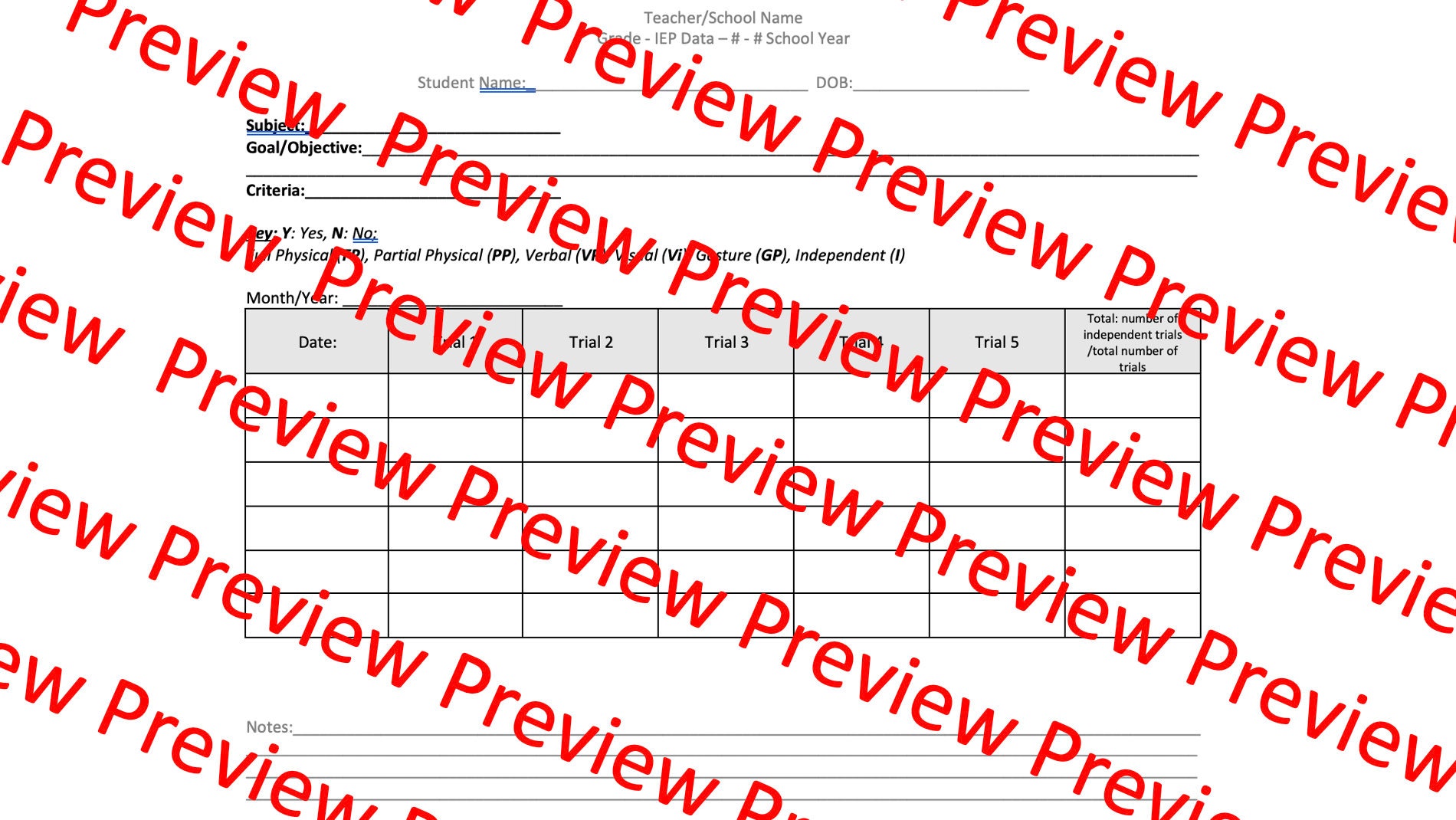 Special Education IEP Data Sheets - EDITABLE - Etsy