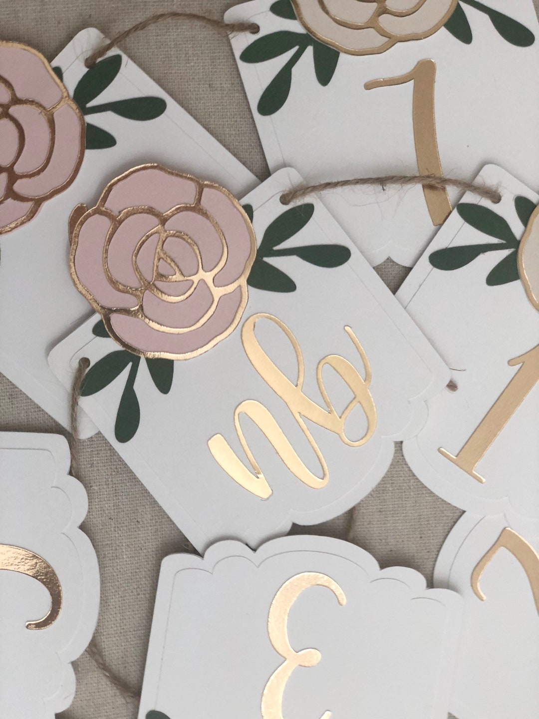 Floral 12 Month Photo Banner, Monthly One Year Photo Banner, First ...