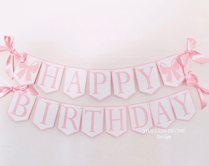 Happy Birthday Bow Girl Banner, Bow Party Decor, First Bow Birthday ...