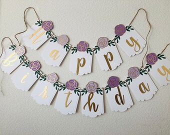 Happy Birthday Hydrangea Banner | Etsy