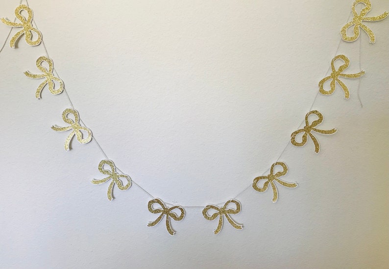 Gold Bow Garland, Bow Room Decor, Bow Banner, Bow Girls Garland, Bow ...