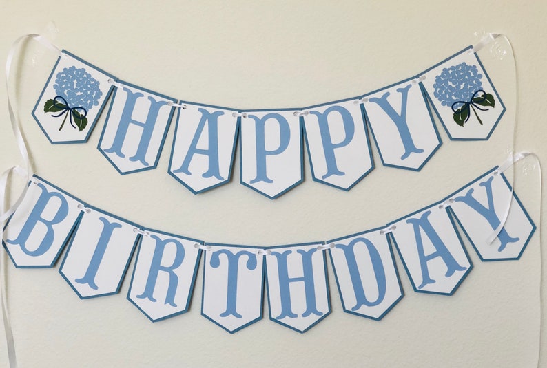 Happy Birthday Hydrangea Banner | Etsy