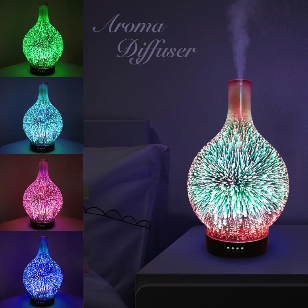 Air Diffuser Glass Colorful Firework Essential Oil Mist Humidifier ...