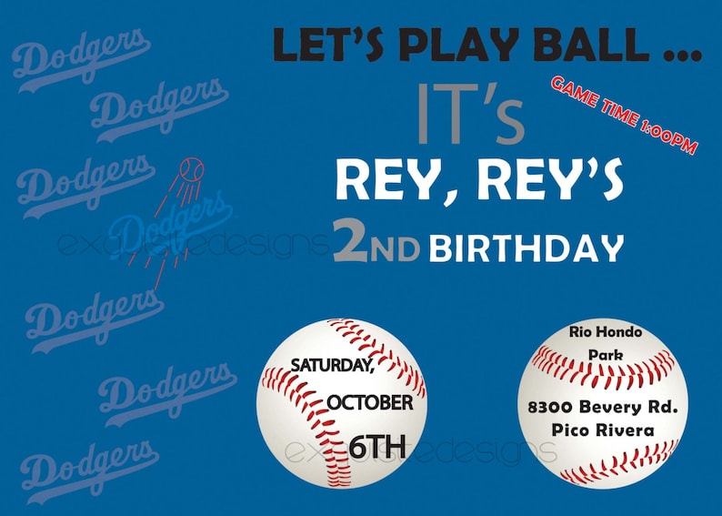 Dodgers Birthday Invitation - Etsy