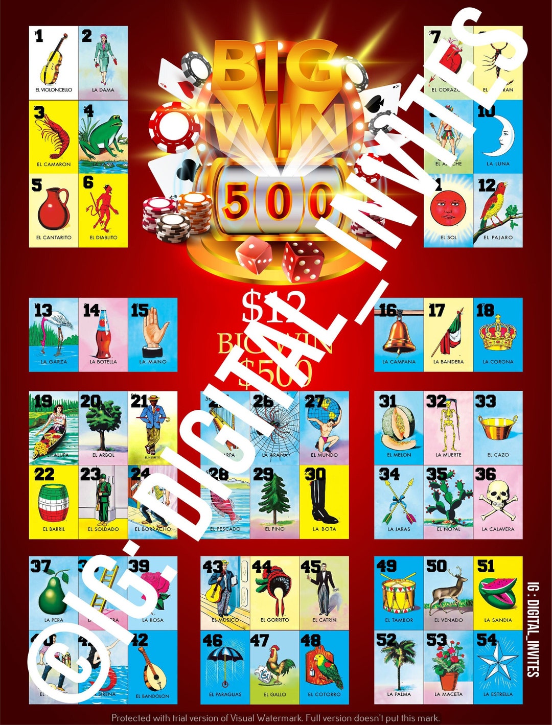 Loteria Boards, Loteria Board - Etsy