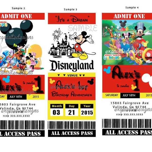 Mickey Mouse Clubhouse Invitations Ticket - Etsy