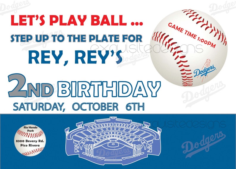 Dodgers Birthday Invitation - Etsy