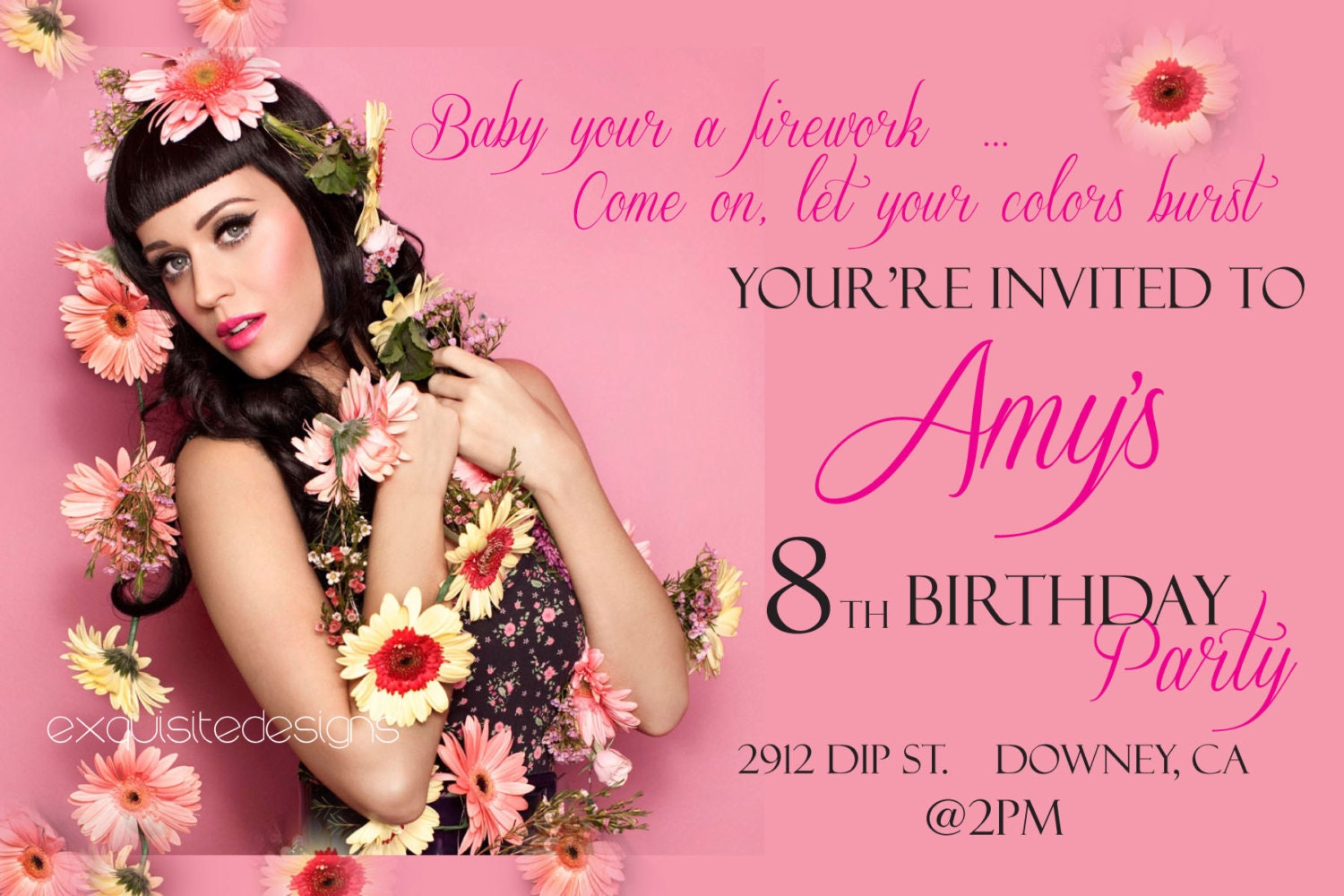 Katy Perry Birthday Invitation - Etsy