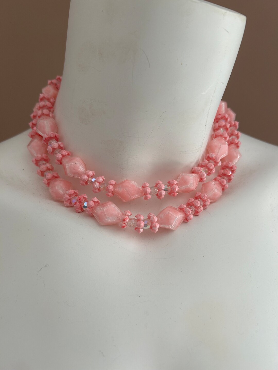 1960 WEST GERMANY Pink Vintage Lucite Necklace, Fun Summer Jewelry ...
