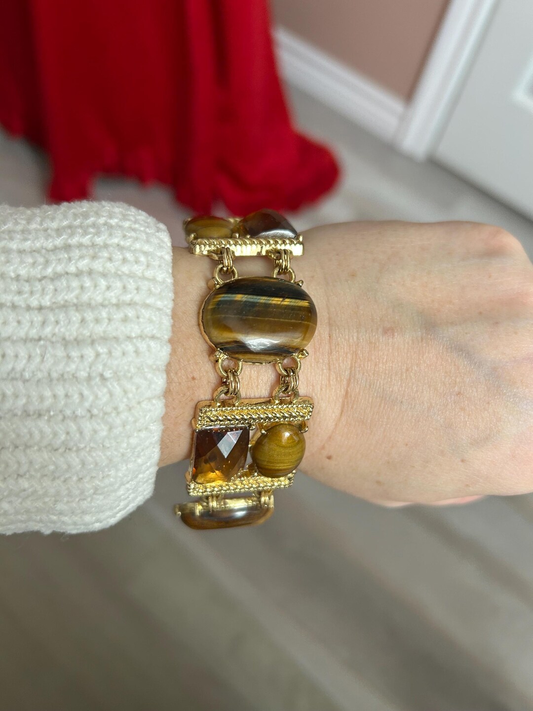 Monet Gold Bangle Bracelet, Monet Jewelry, Valentine Gift for Her, Gold ...