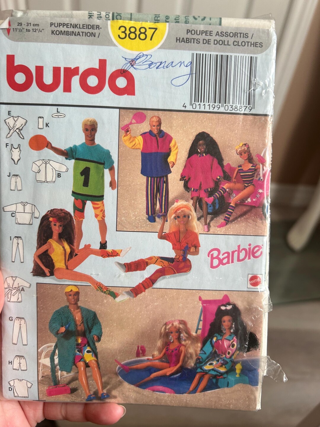 Burda 3887 Sewing Pattern Pdf, Barbie Fashion Doll, Vintage Doll ...
