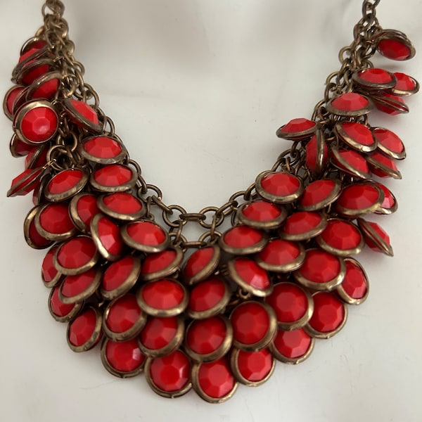 Red Statement Necklace - Etsy