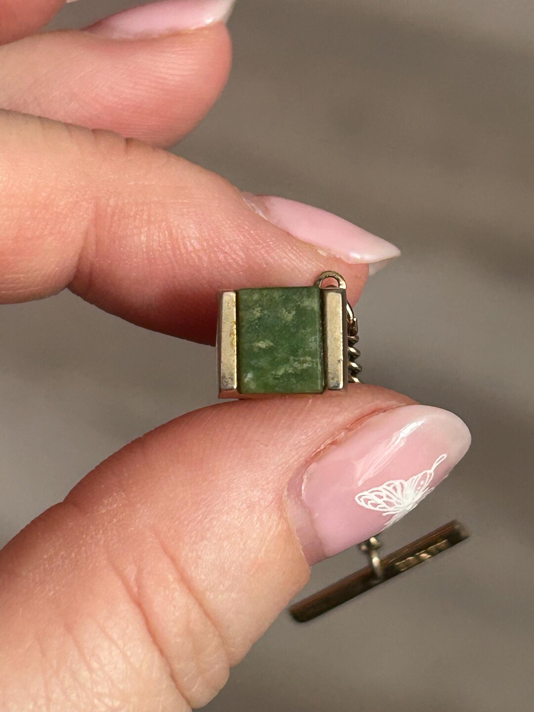 Vintage Jade Tie BAR | Father Day Gift Idea | Gold Tie Clip | Tie Pin ...