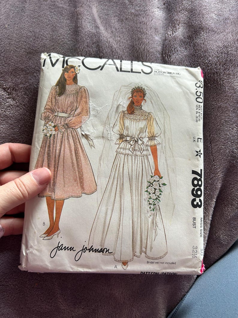 Vintage 1982 Wedding Dress Sewing Pattern: Mccall 7893 Size 10 (PDF ...