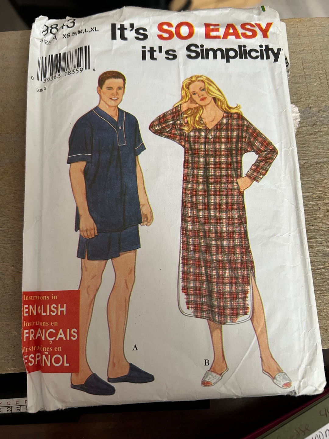 EASY 1995 WOMAN Pyjamas Sewing Patterns for PDF, Simplicity 9843 ...