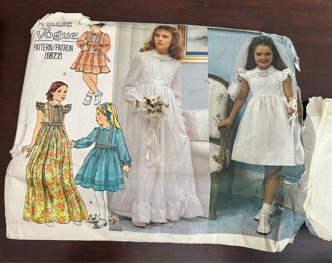 Vogue 1877 Sew Patterns, Kid Dress Sew Pattern Size 8, Digital Sewing ...