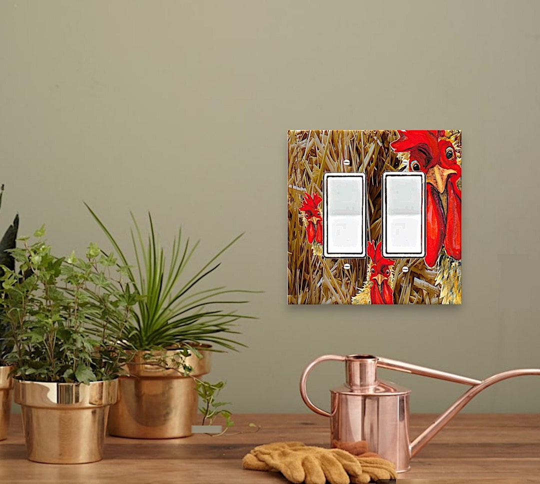 Quirky Rooster Switch Plate Cover - Barnyard Charm for Light Switches ...