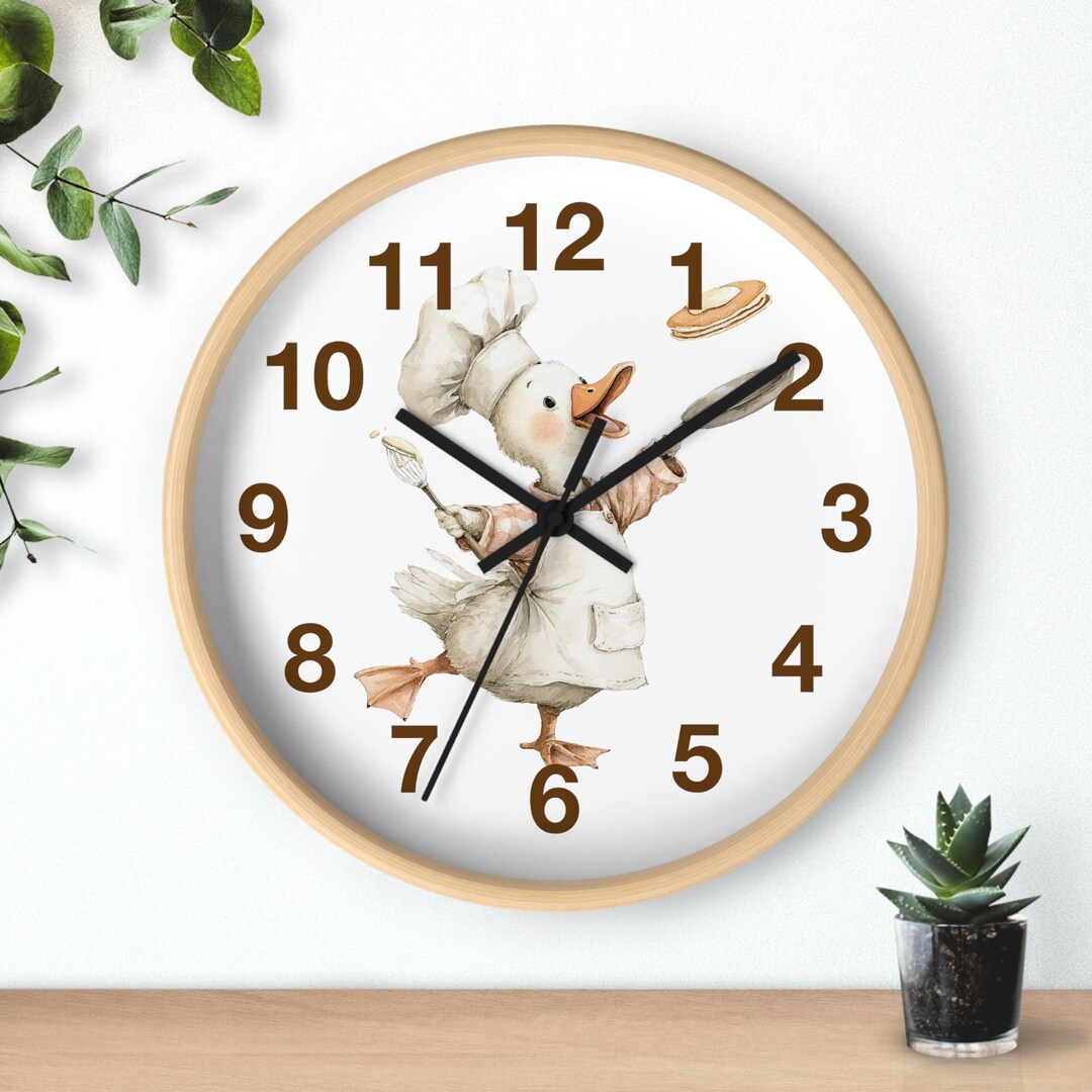 Whimsical Duck Chef Wall Clock - Cute Kitchen Decor, Farmhouse Style ...