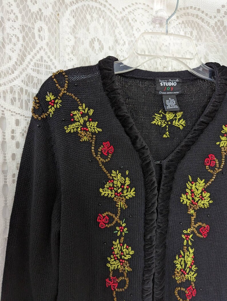 Designers Originals Studio Joy Black Christmas Cardigan Sweater Size ...