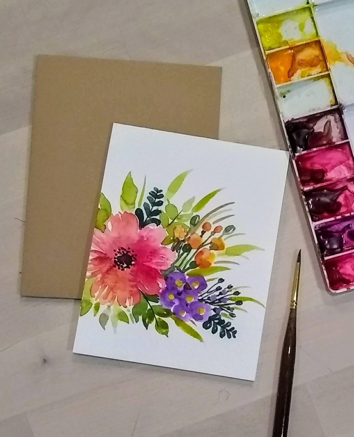 Set of 3_Original hand painted watercolor color Flower bunch | Etsy