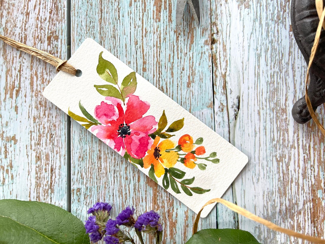 Set of 2- Original Hand Painted Watercolor Floral Bookmarks, Reading ...