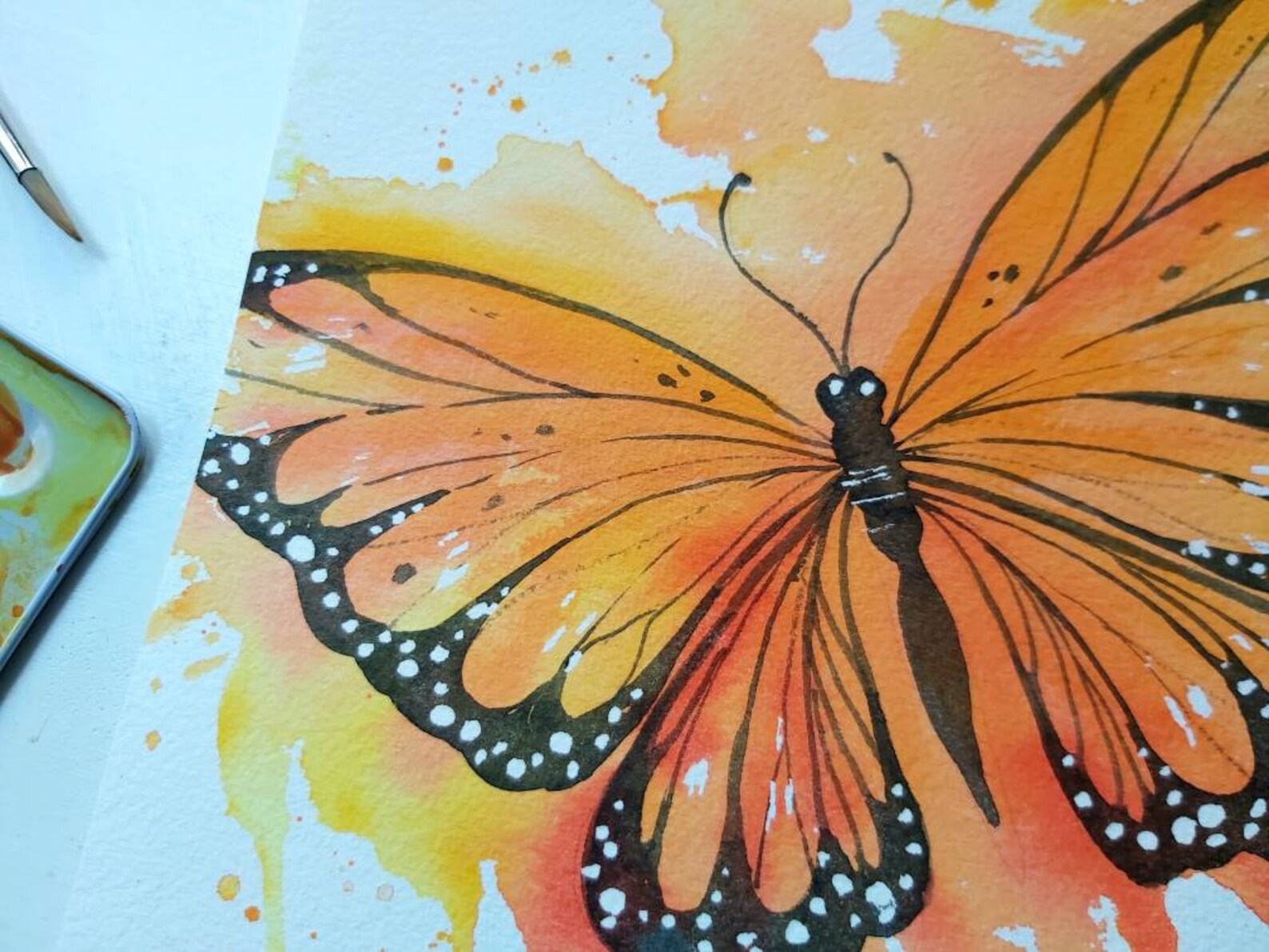8"x10" Original Hand Painted Watercolor Illustration, Yellow, Orange ...