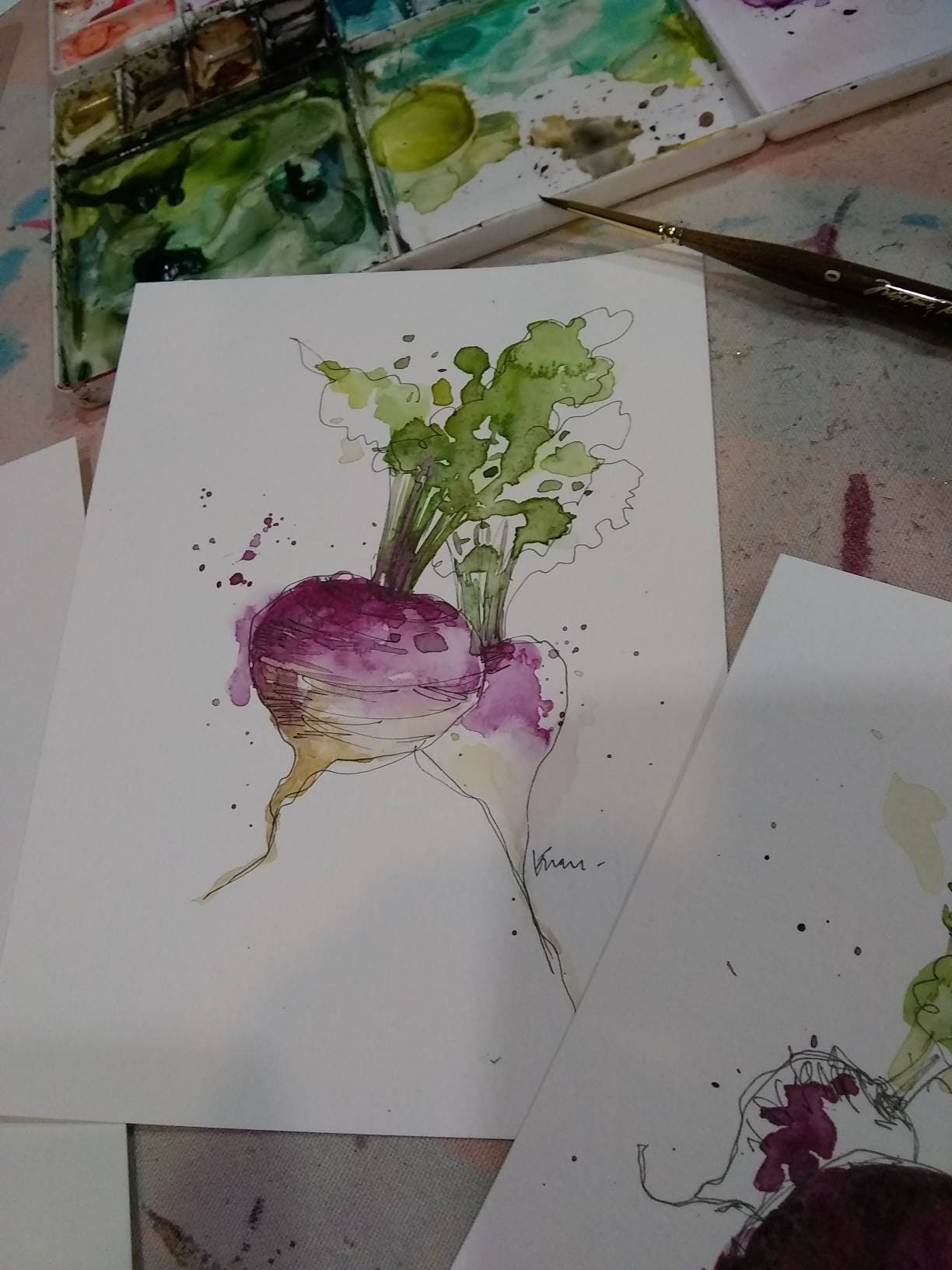 5x7 Set of 3 Original Hand Painted Watercolor Root Vegetables - Etsy