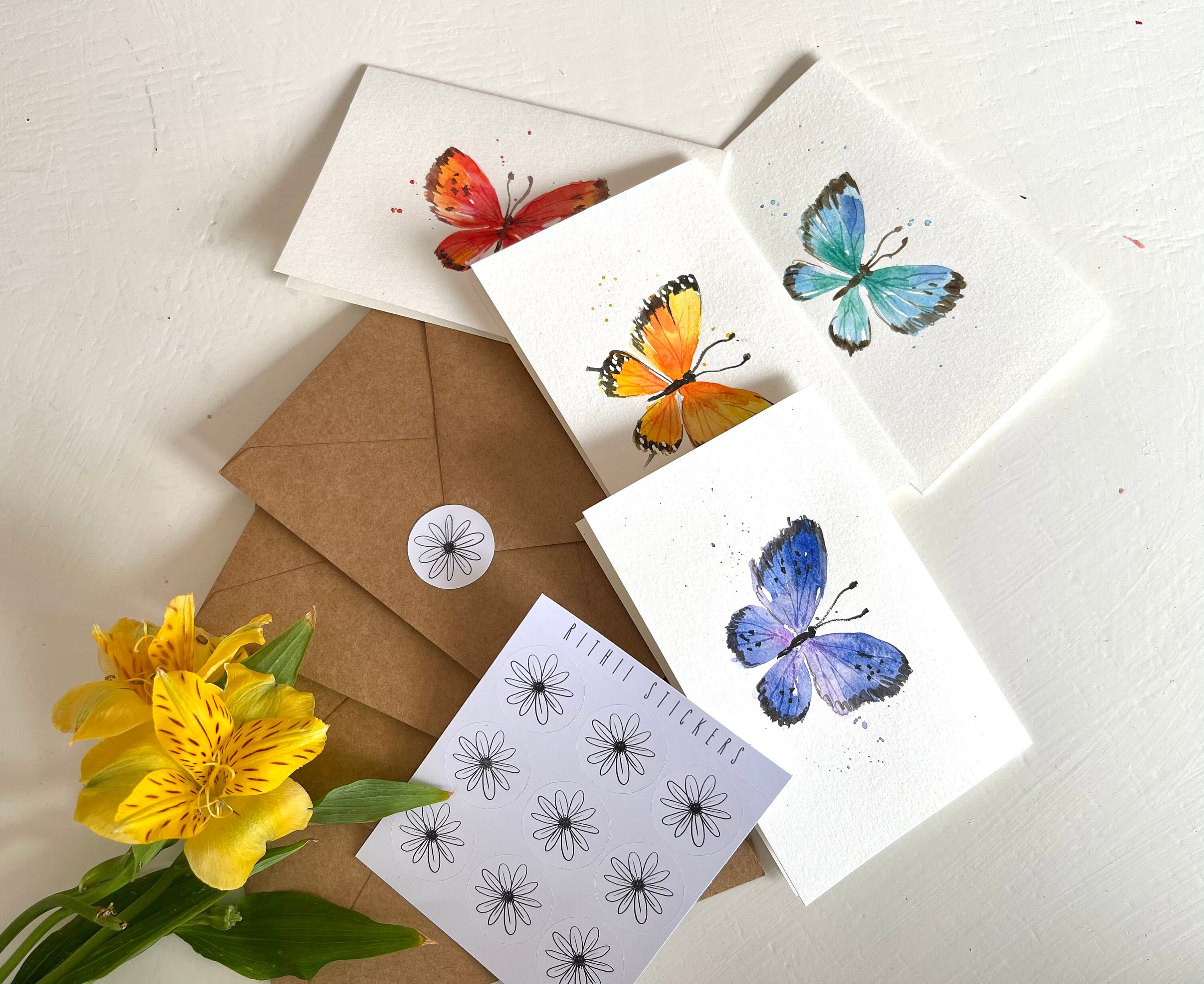 Set of 8 Original Hand Painted Watercolor Blank Note Cards - Etsy Canada