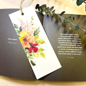 Set of 2- Original Hand Painted Watercolor Floral Bookmark , Handmade ...