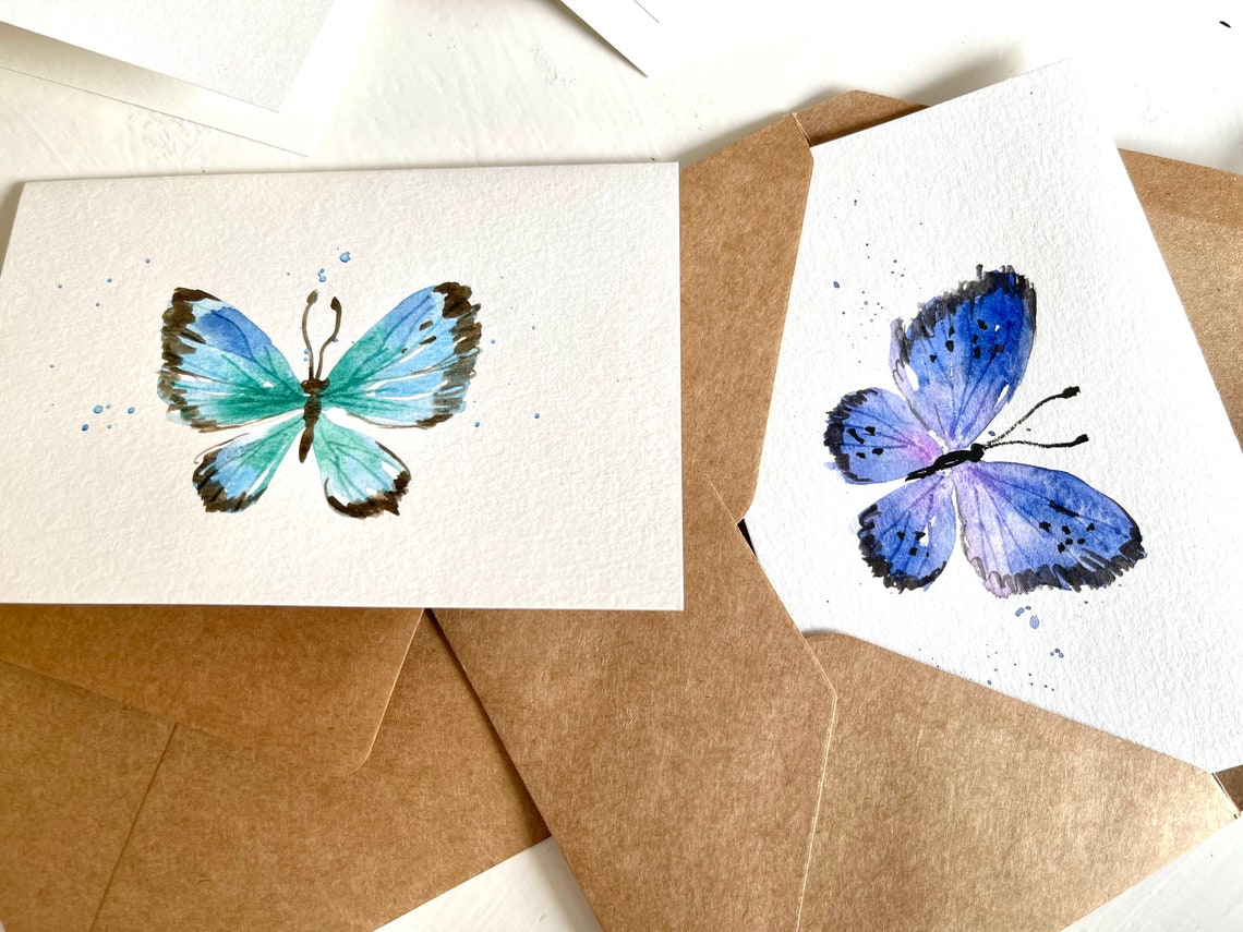 Set of 8 Original Hand Painted Watercolor Blank Note Cards - Etsy