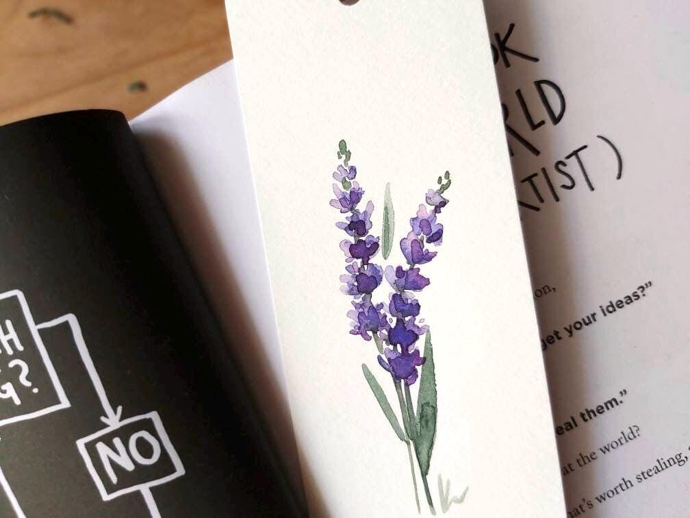Set of 2- Original Hand Painted Watercolor Floral, Lavender , Purple ...