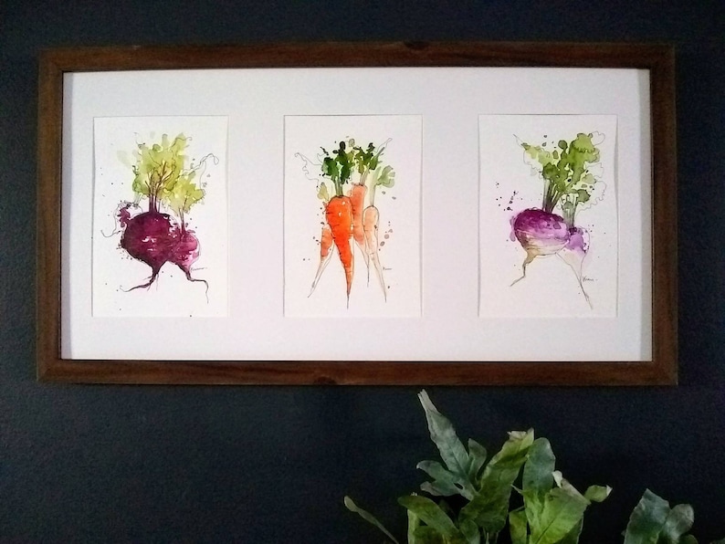 5x7 Set of 3, Original Hand Painted Watercolor Root Vegetables Wall Art ...