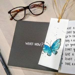 Set of 2- Original Hand Painted Watercolor Blue Butterfly Bookmark ...