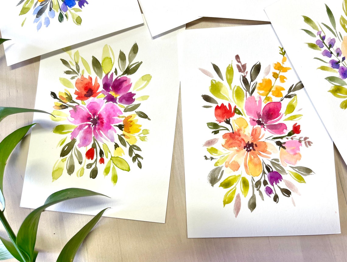 Set of 6, Original Hand Painted Watercolor Postcards, 4”x5.75” - Etsy