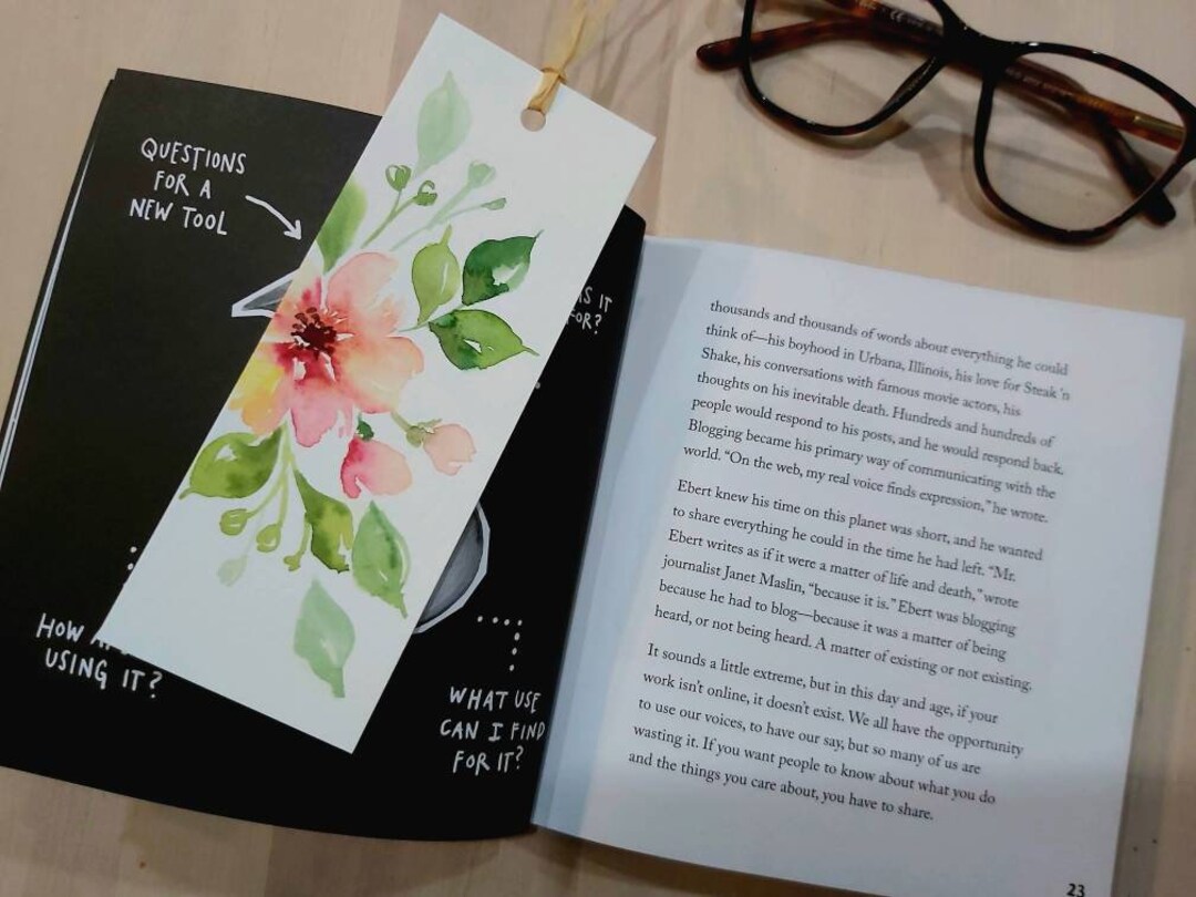 Set of 2- Original Hand Painted Watercolor Floral Bookmark , Handmade ...