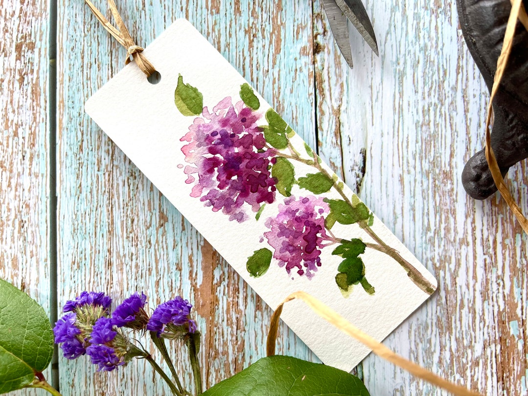 Set of 2- Original Hand Painted Watercolor Floral, Deep Purple ...