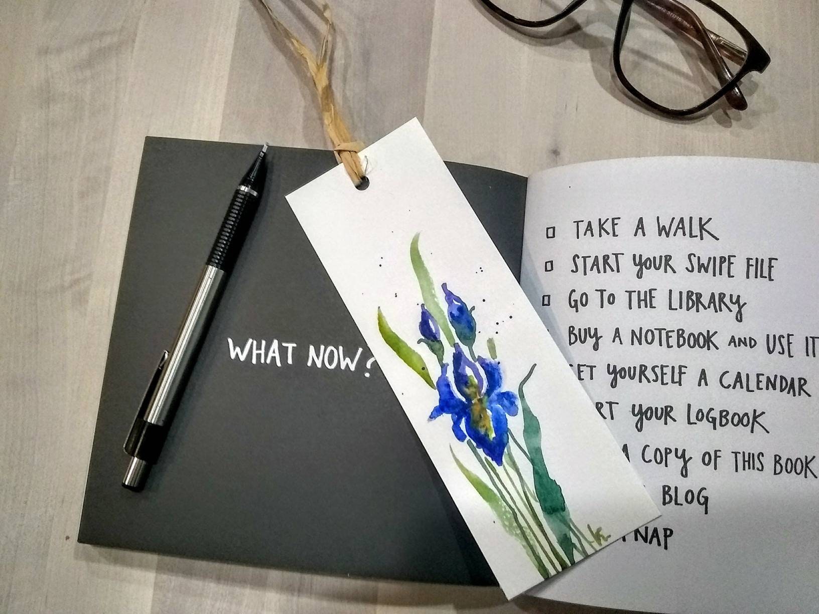 Set of 2- Original Hand Painted Watercolor Blue Iris Bookmark ...