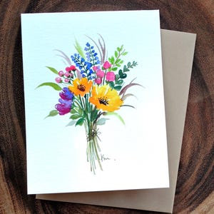 Set of 3, Original, Hand Painted Watercolor, Flower Bunch, Floral,blank ...